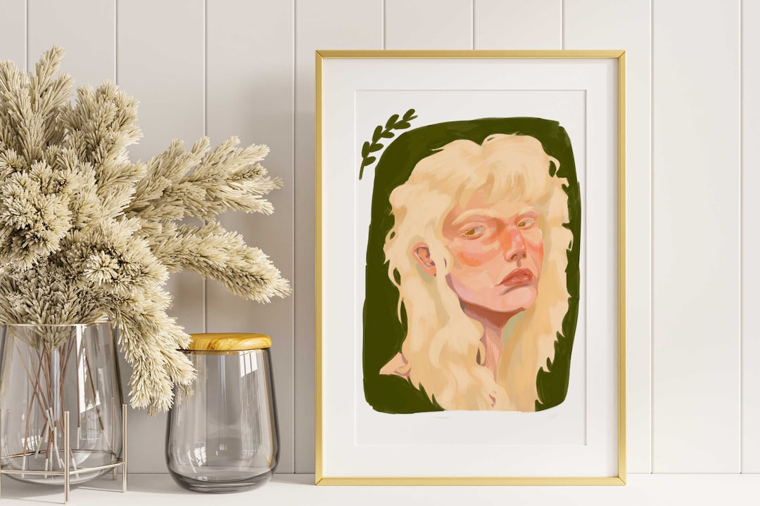 Gouache Portrait Print, Printable Wall Art, Digital Download Print ...