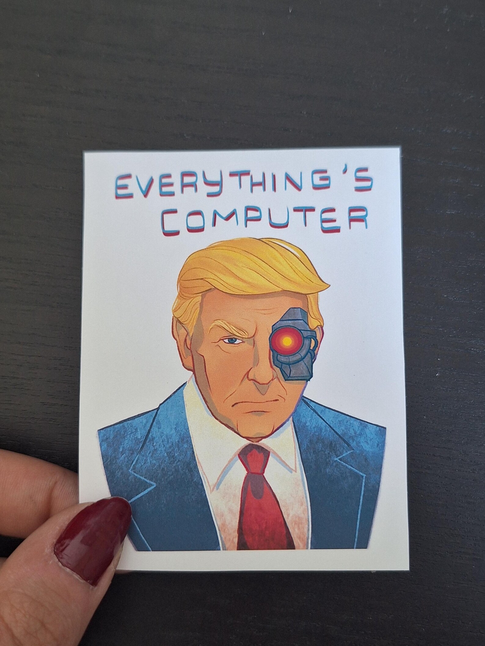 Cyborg Donald Trump Sticker : Political Humor, Hand-drawn, Water ...