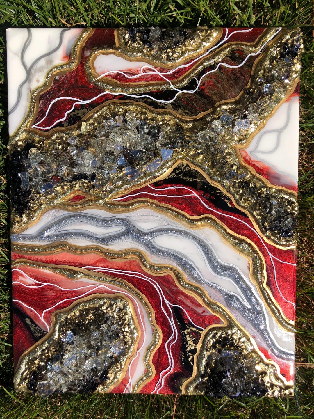 Stunning Geode-inspired Resin Wall Art - Unique Home Decor- Red - Etsy