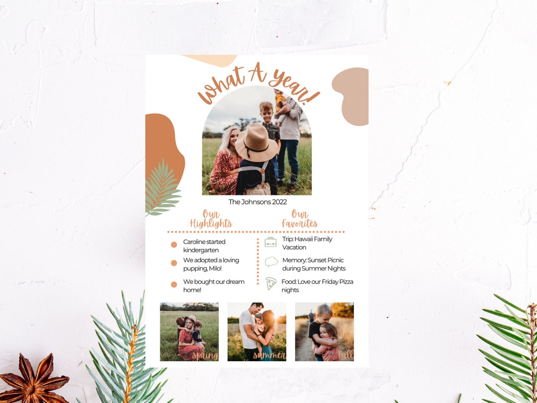 Editable New Year Photo Card Template Printable Holiday - Etsy