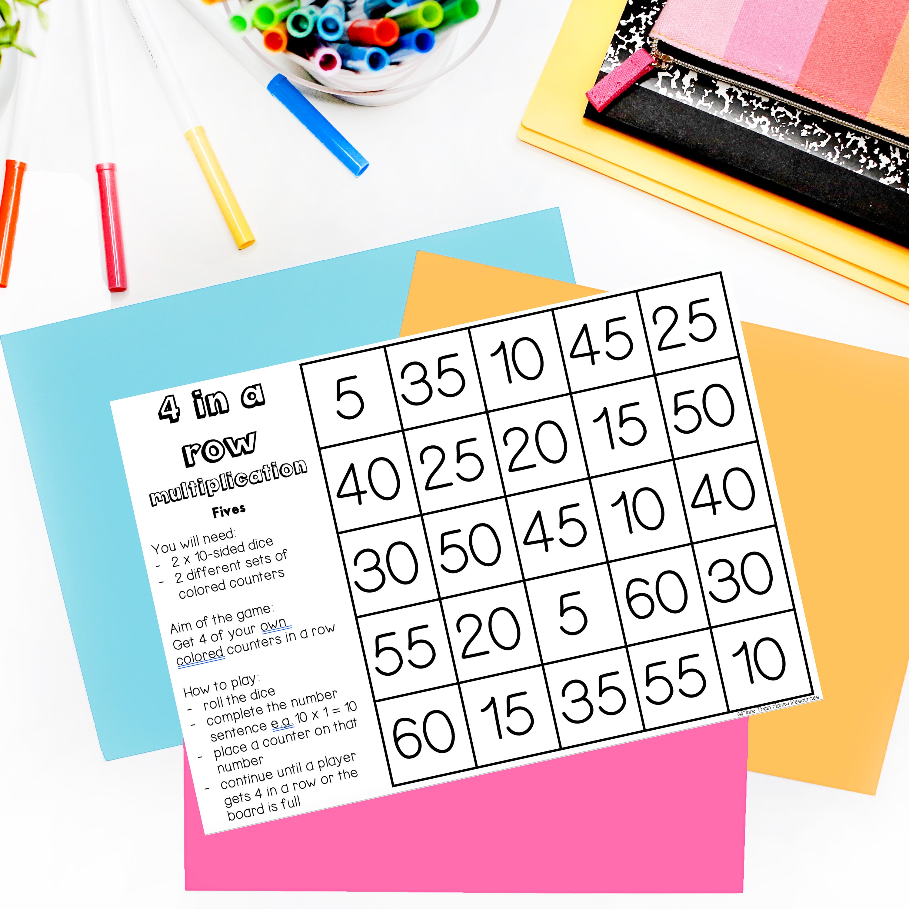 Four in a Row Multiplication Facts Maths Board Game - Etsy