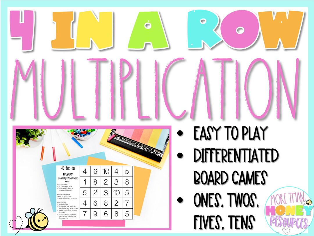 Four in a Row Multiplication Facts Maths Board Game - Etsy