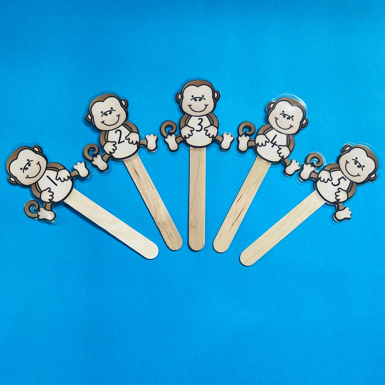 5 Little Monkeys Crazy Monkeys Puppets Preschool Props Sing A Long - Etsy