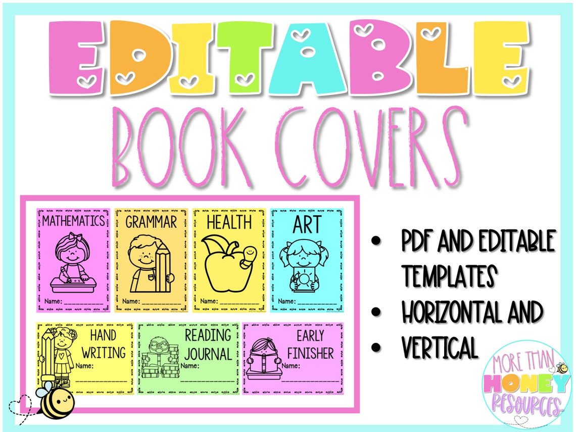 Editable Book Covers - Student Subject Classroom - Etsy