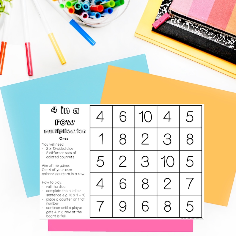 Four in a Row Multiplication Facts Maths Board Game - Etsy
