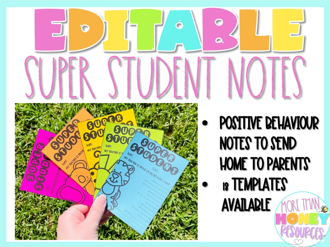 Super Student Note From the Teacher - EDITABLE - Teacher Report - Good ...