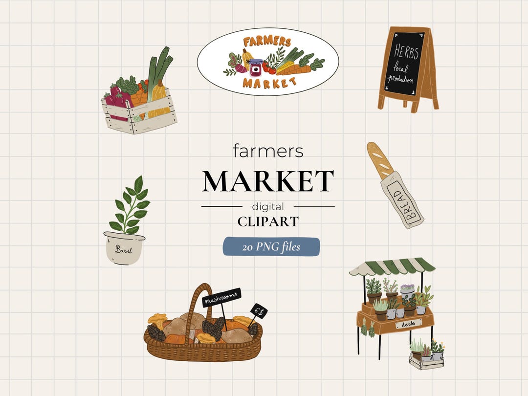 Farmers Market Clipart Bundle, Printable Farmers Market Clipart ...