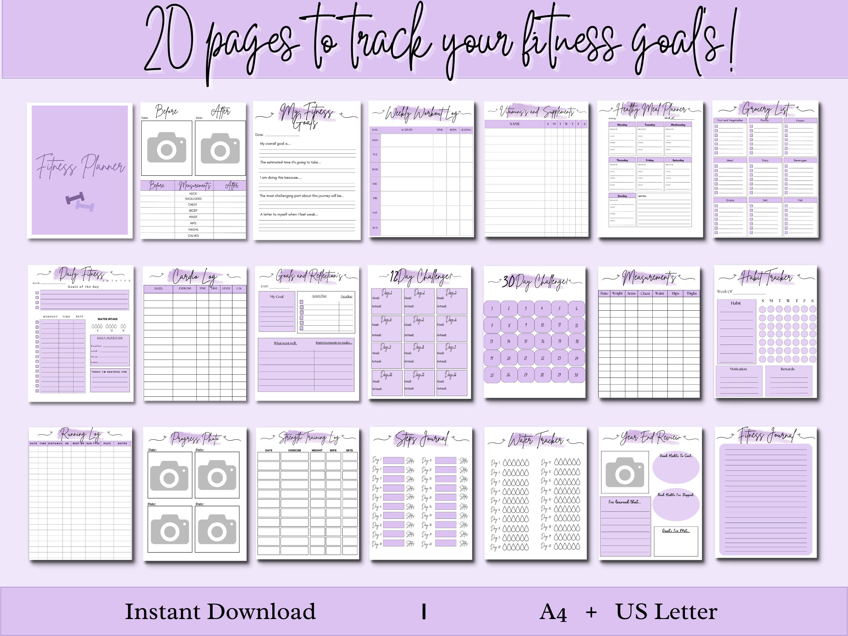 Fitness Planner,workout Planner Fitness Journal,exercise Planner ...