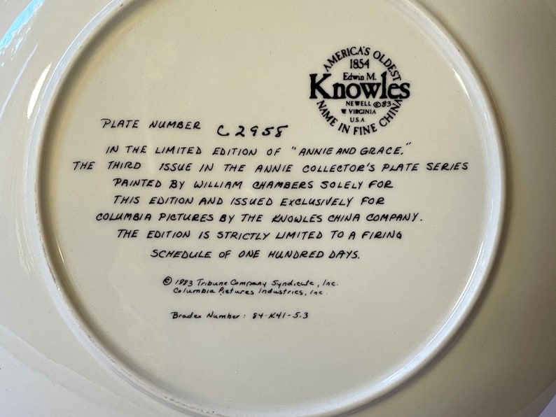Edwin M. Knowles "annie and Grace" the Annie Collector's Plate Series ...
