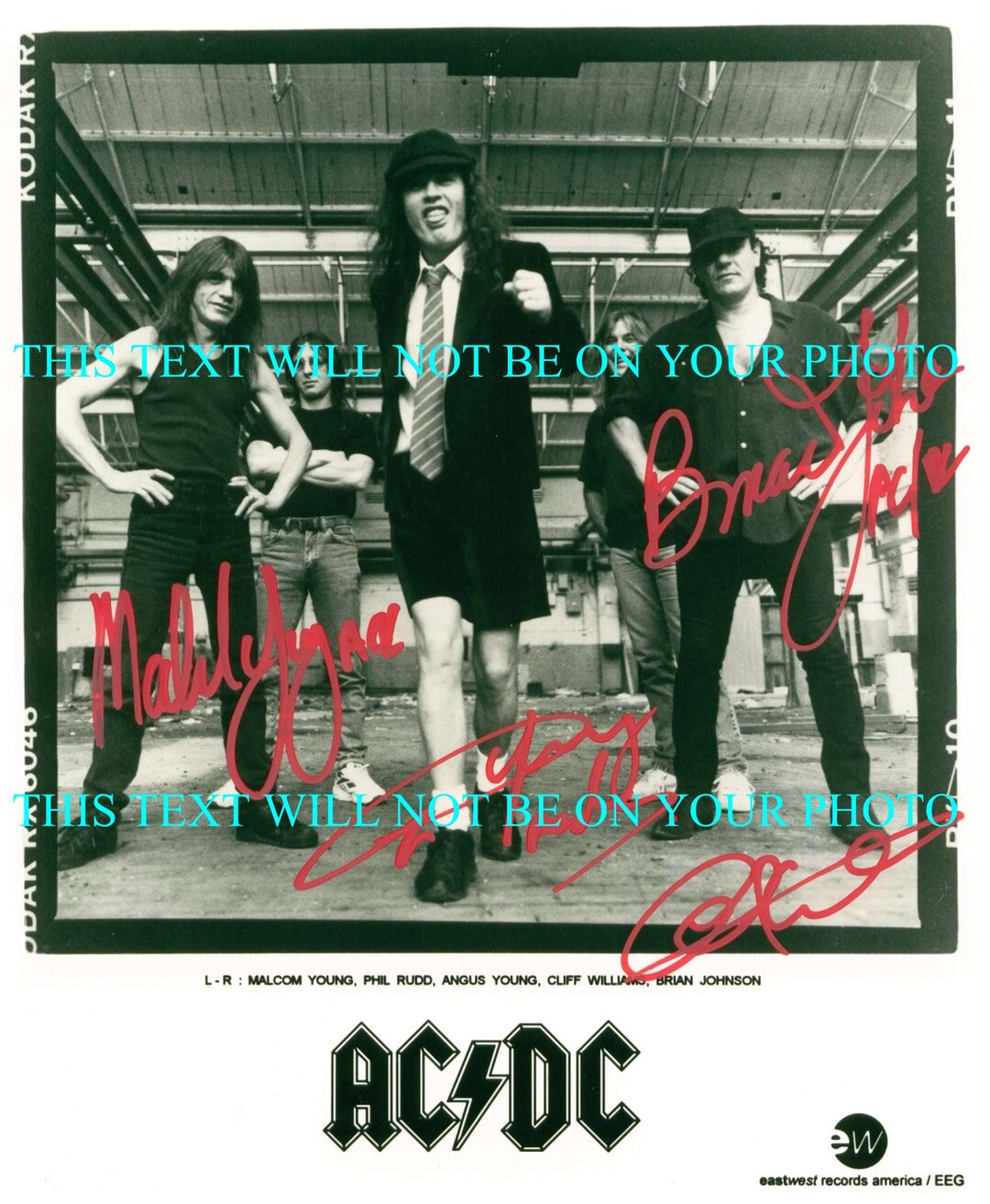 AC/DC Group Band Malcom and Angus Young, Brian Johnson + Signed Autographed 8x10 Reprint Photo ...