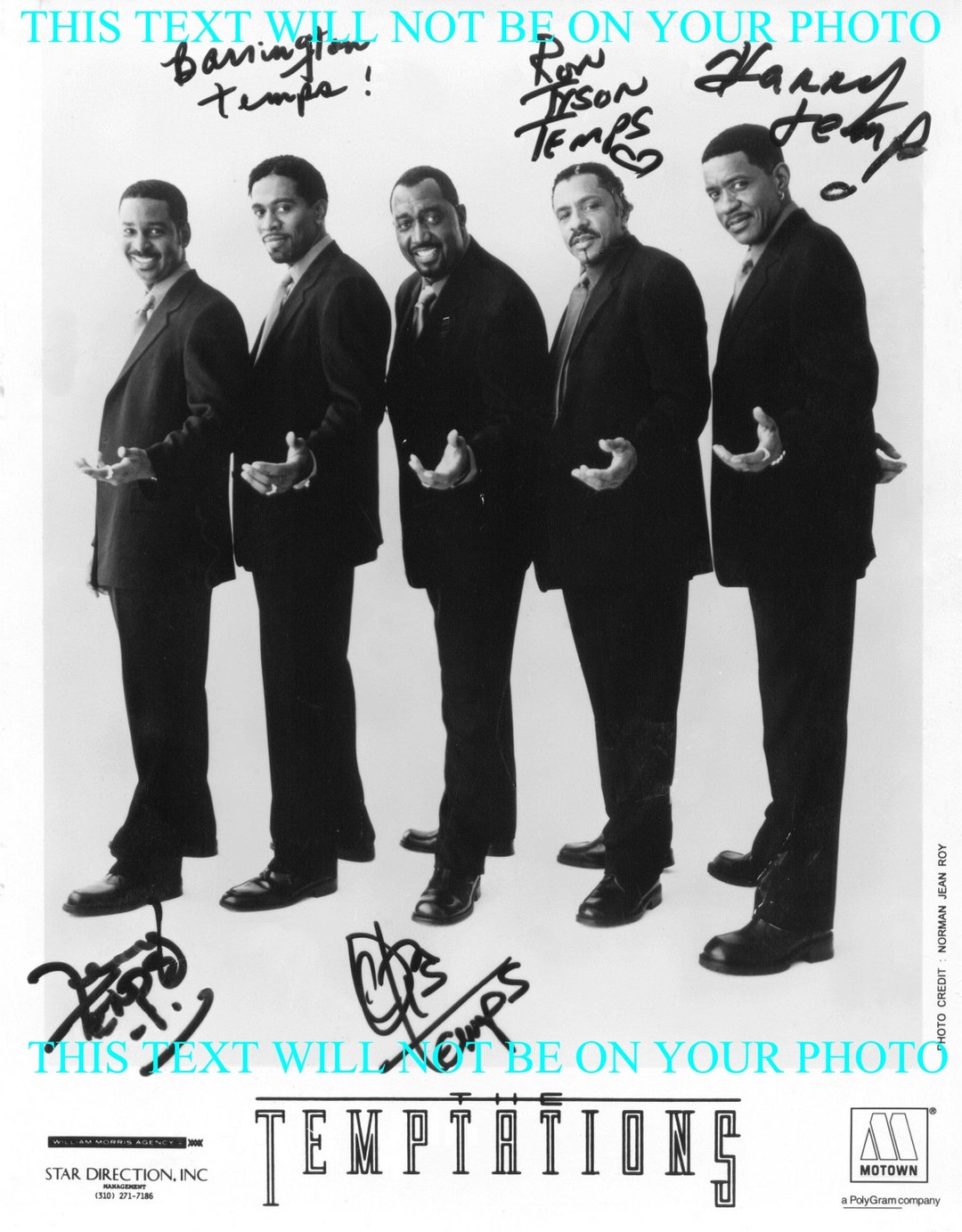 THE TEMPTATIONS Group Band Signed Autograph 8x10 Rp Photo by All, My ...