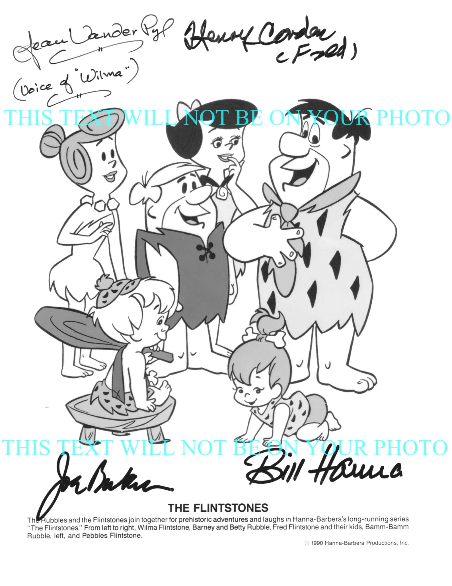 THE FLINTSTONES Tv Show Cartoon Cast Signed Autograph Autographed 8x10 ...