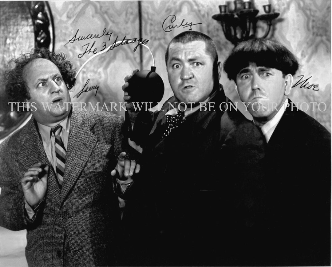 The Three Stooges Cast Moe Larry and Curly Signed Autograph Autographed ...