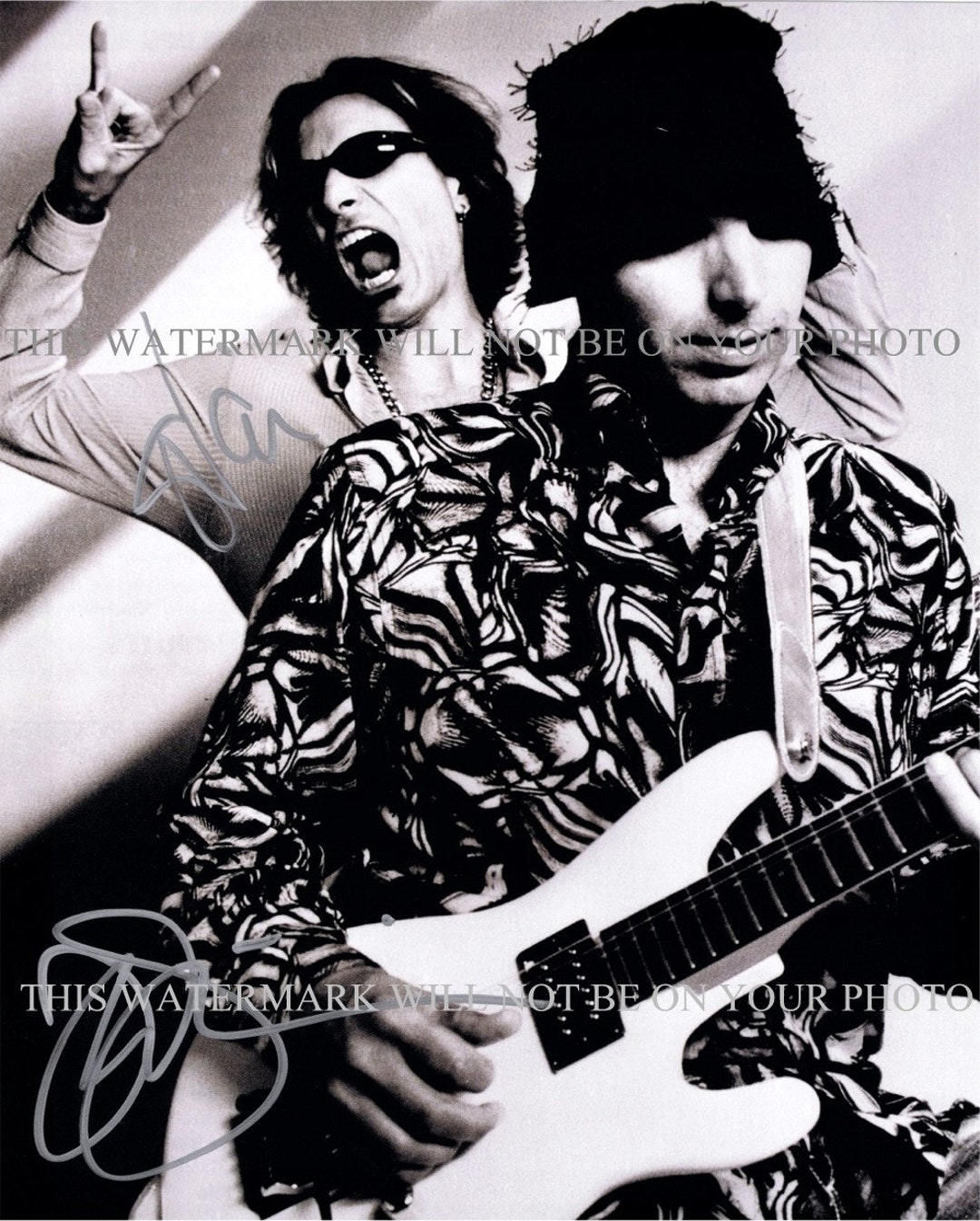 Joe Satriani and Steve Vai Excellent Rock Guitarists Signed Autograph ...