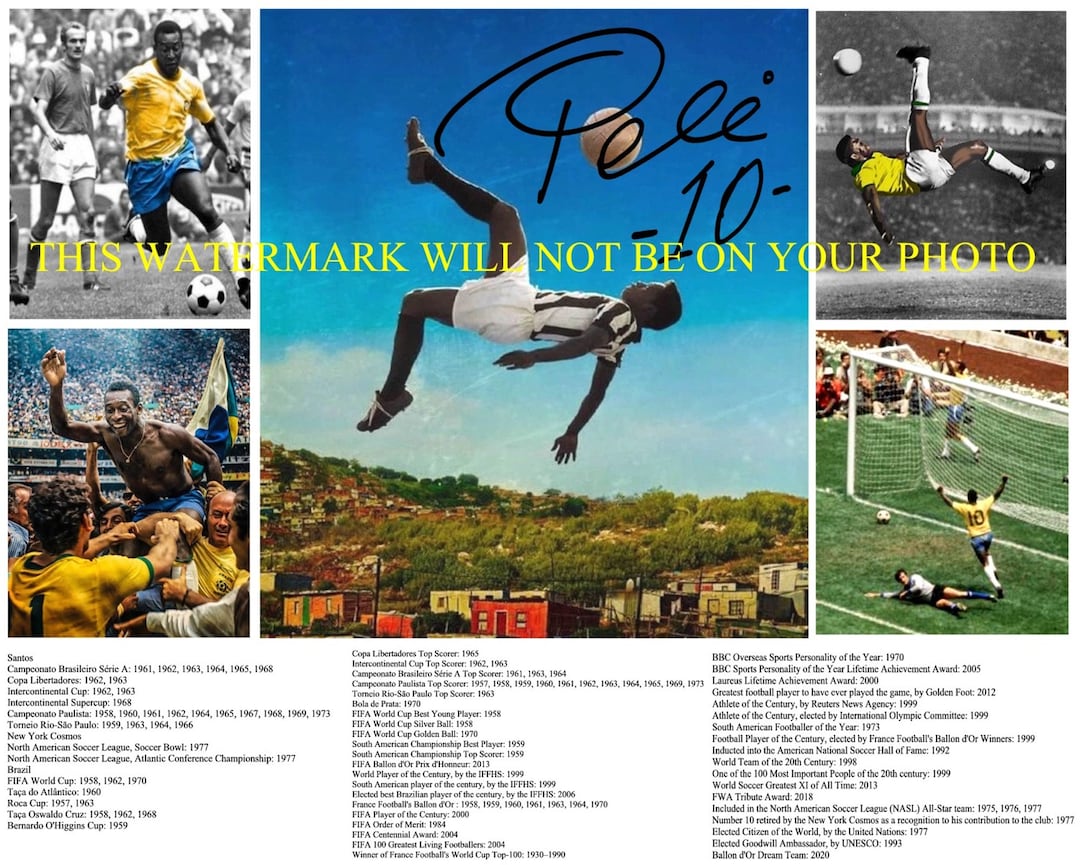 PELE Soccer Legend Signed Autograph Autographed 8x10 Collage With ...
