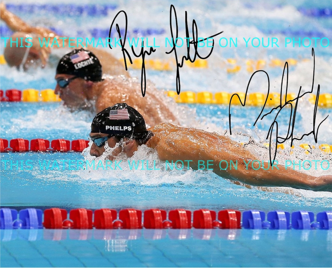 Michael Phelps and Ryan Lochte Gold Medalist Swimmers Signed Autograph ...
