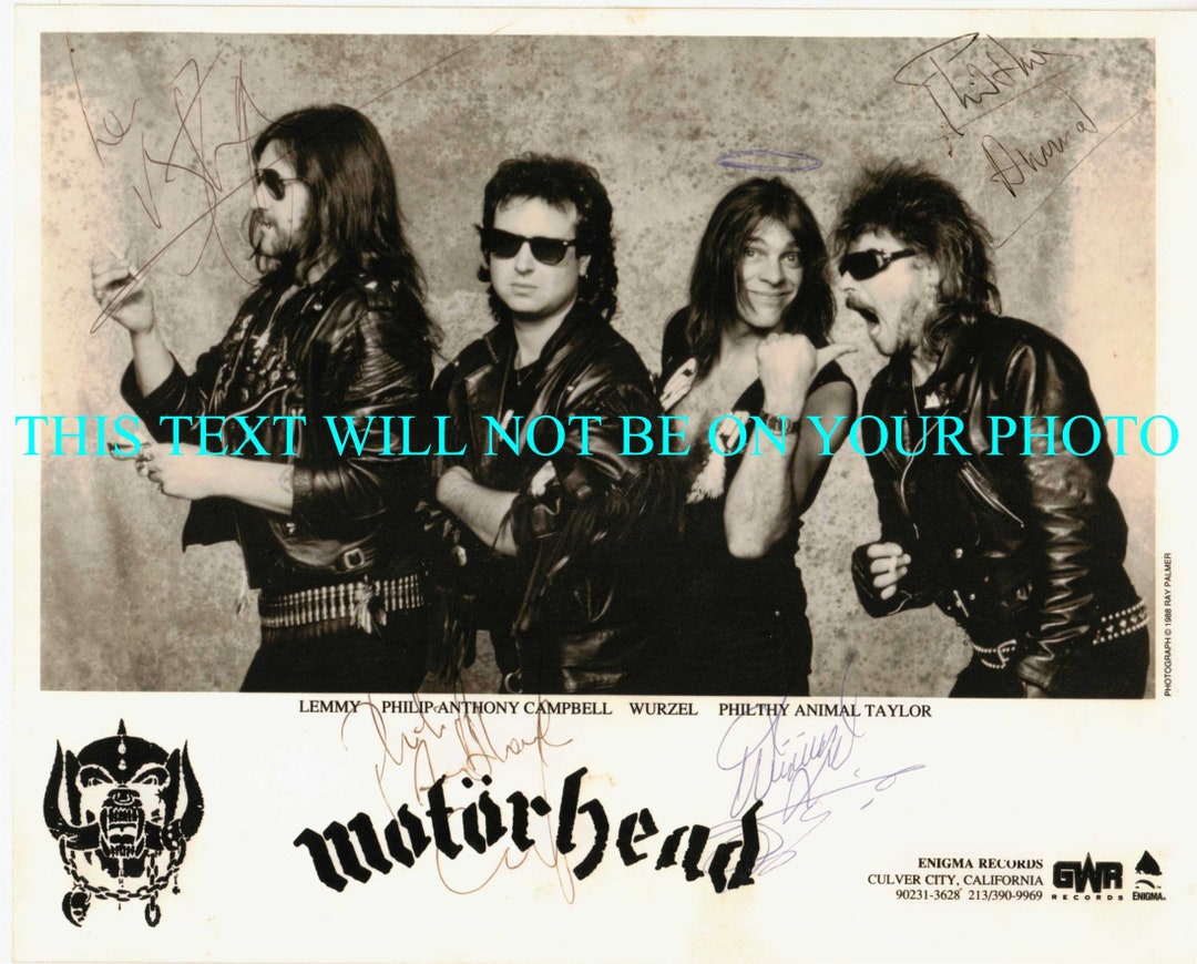 MOTORHEAD Band Lemmy Philip Anthony Campbell Wurzel Philthy Animal Taylor Signed Autograph ...