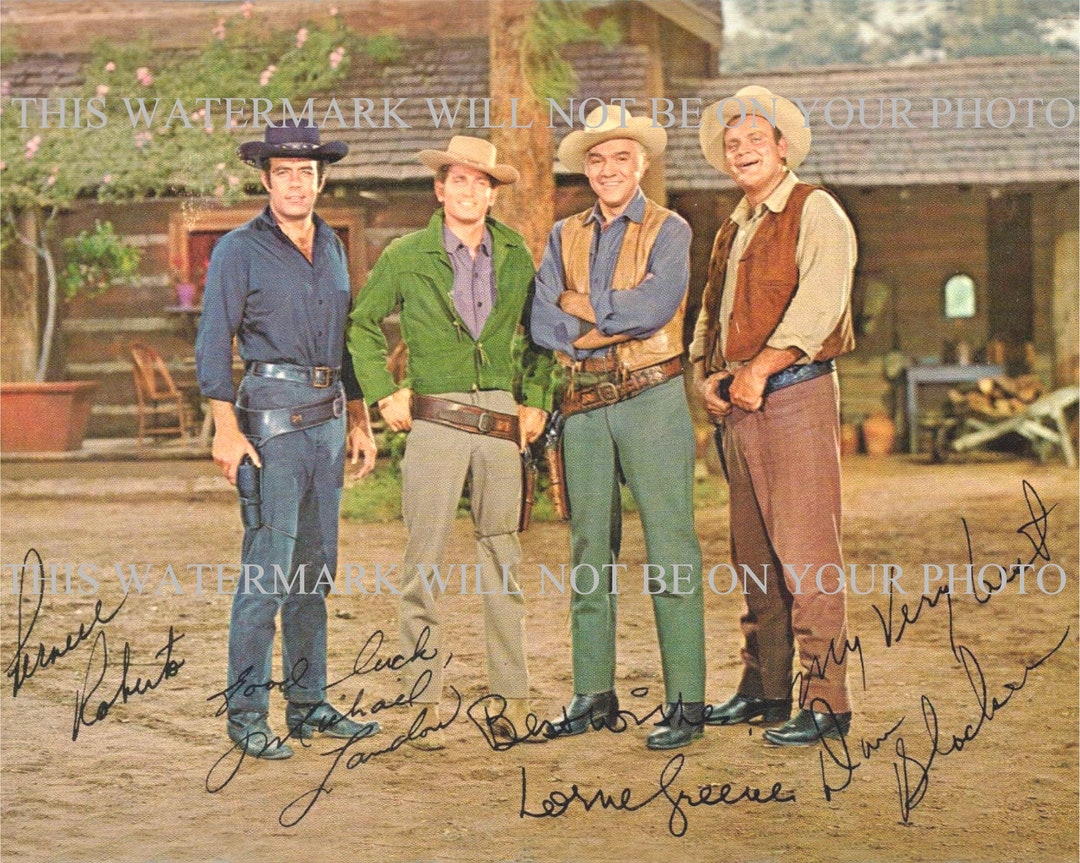 BONANZA Cast Lorne Greene Michael Landon Pernell Roberts and Dan ...