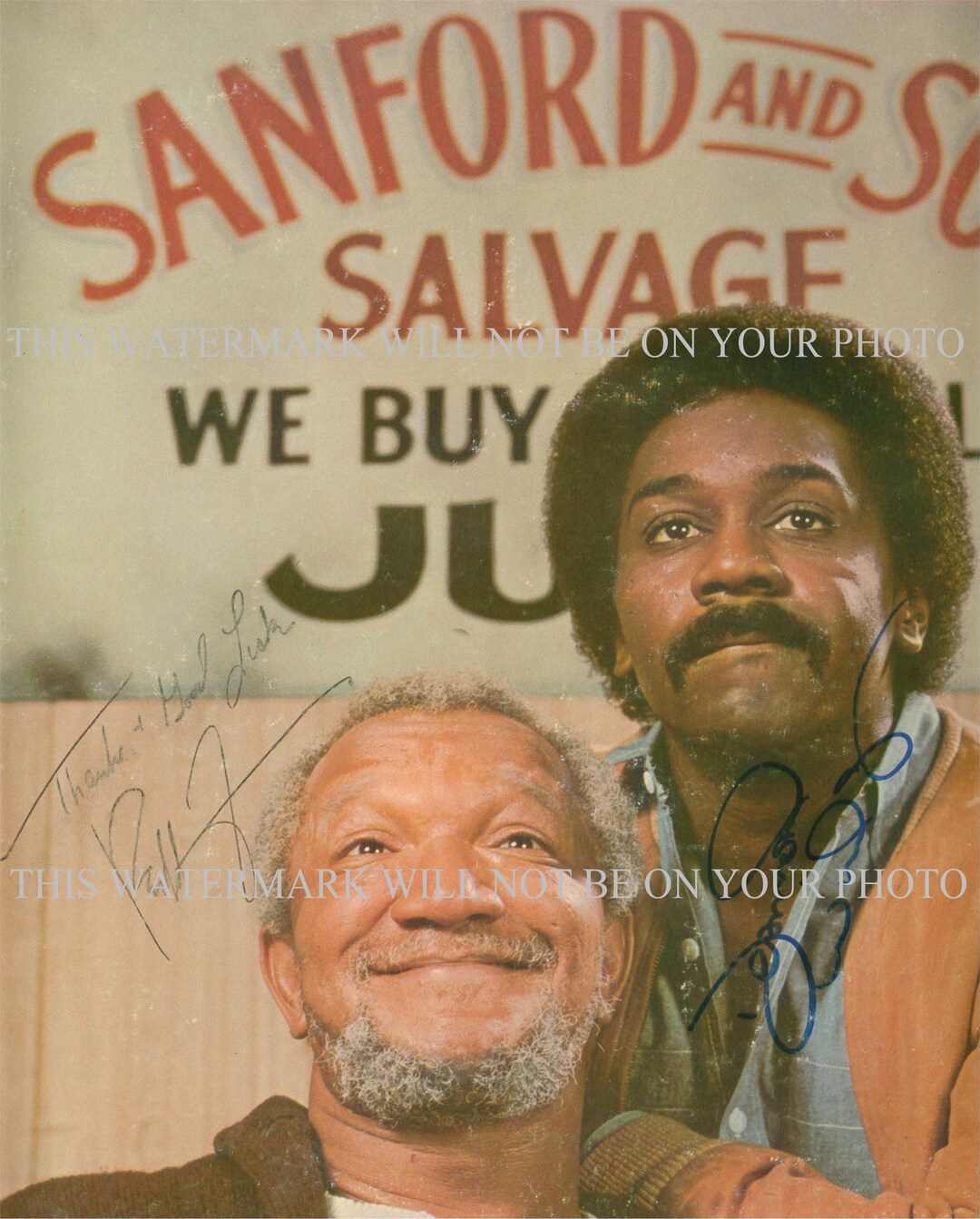 SANFORD & SON Cast Redd Foxx and Demond Wilson Signed Autograph ...