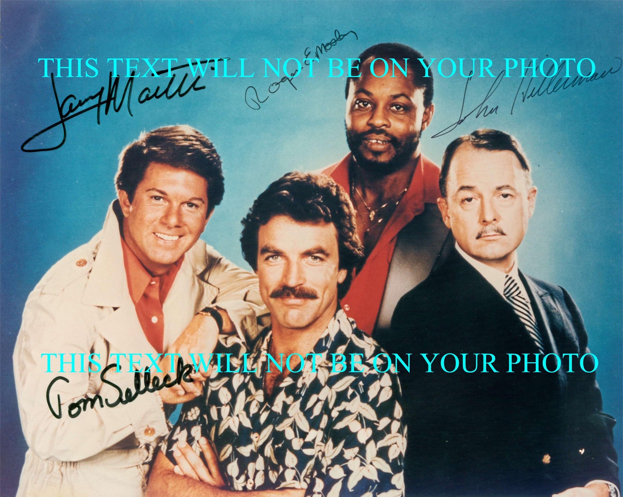 MAGNUM PI Cast Tom Selleck Larry Manetti John Hillerman Roger E. Mosley ...