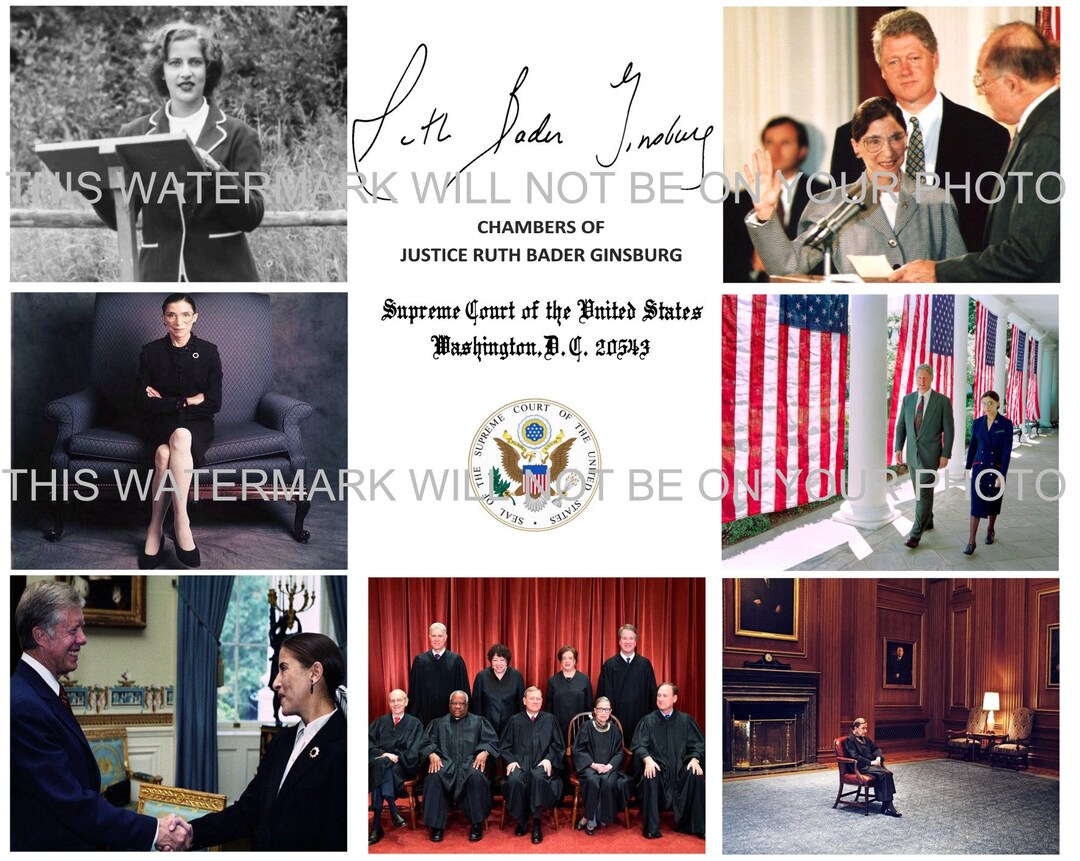 Ruth Bader Ginsburg US Supreme Court Justice Career Collage Signed ...