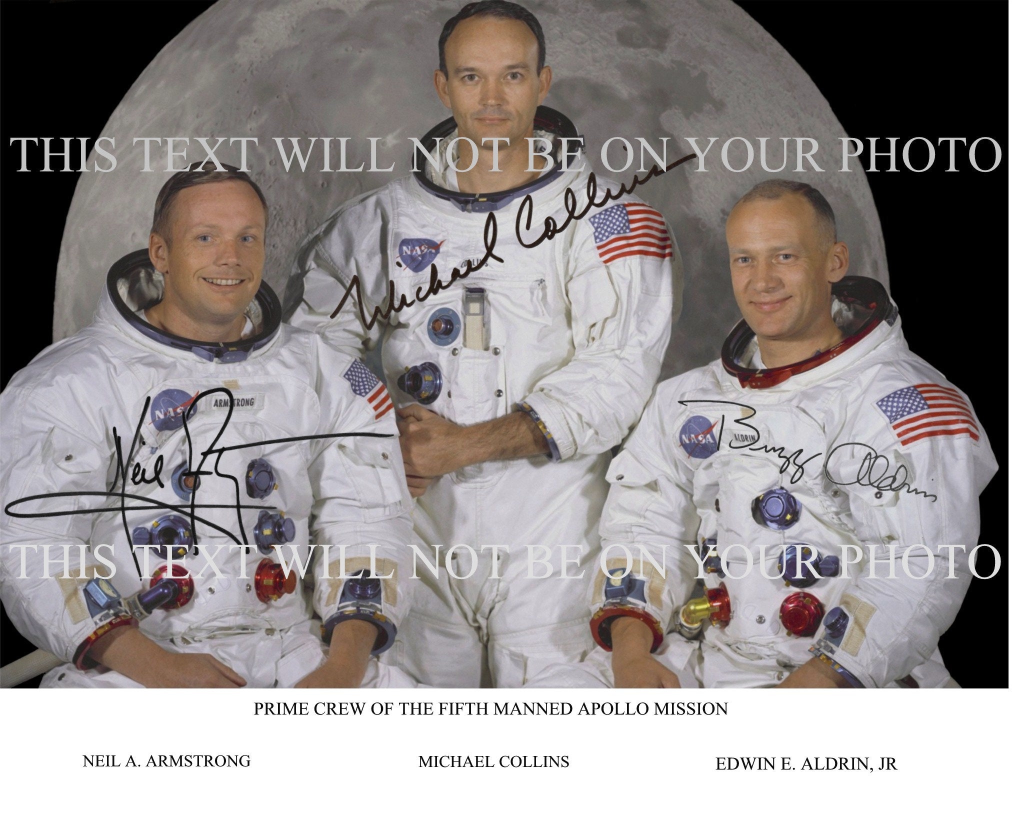 Neil Armstrong Buzz Aldrin and Michael Collins 5th Manned - Etsy