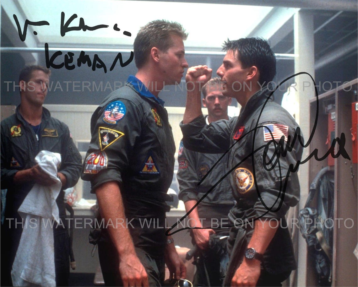 TOP GUN Cast Tom Cruise - Maverick and Val Kilmer - Iceman Signed ...