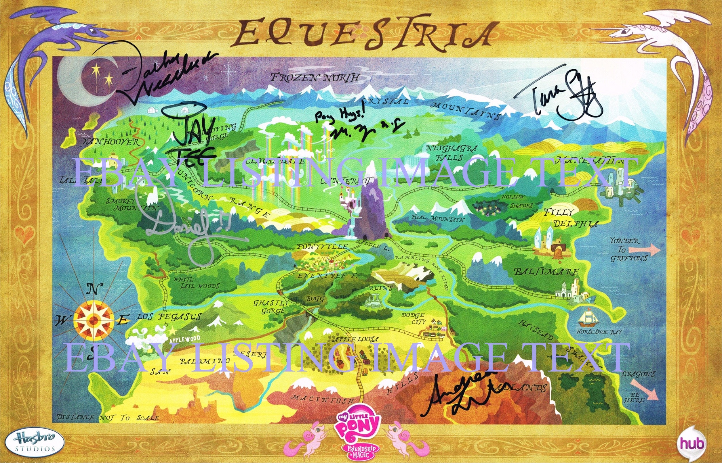 My Little Pony Equestria Map Cast Tara Strong Andrea Libman + Signed ...