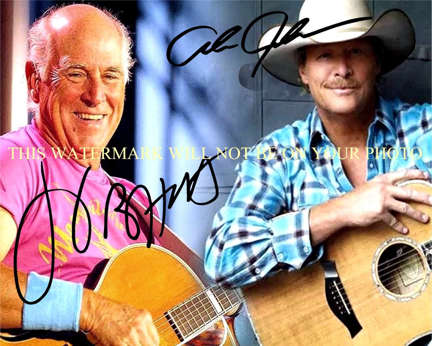Jimmy Buffett and Alan Jackson Signed Autograph 8x10 Reprint Photo of ...