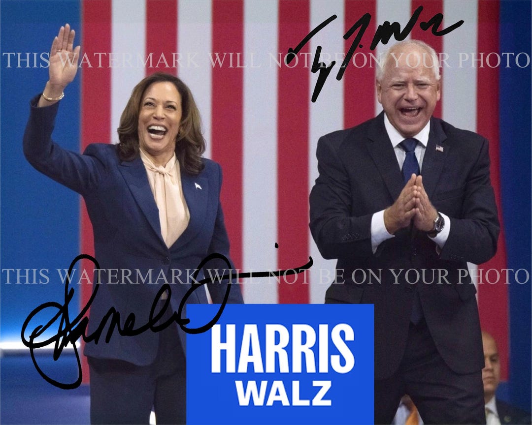 Kamala Harris and Tim Walz 2024 Presidential Campaign Signed Autograph ...
