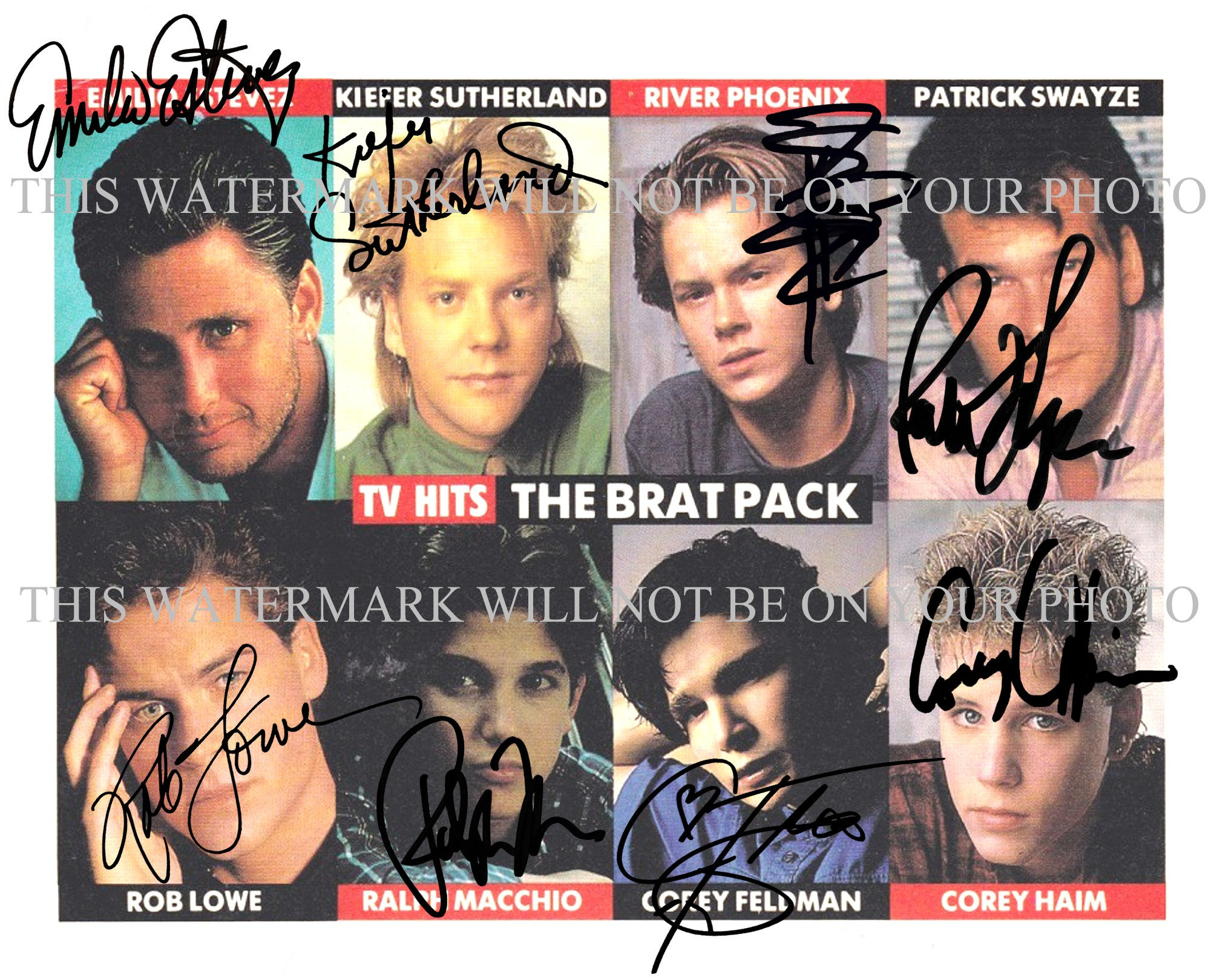 BRAT PACK Patrick Swayze Corey Haim River Phoenix Sutherland Estevez ...
