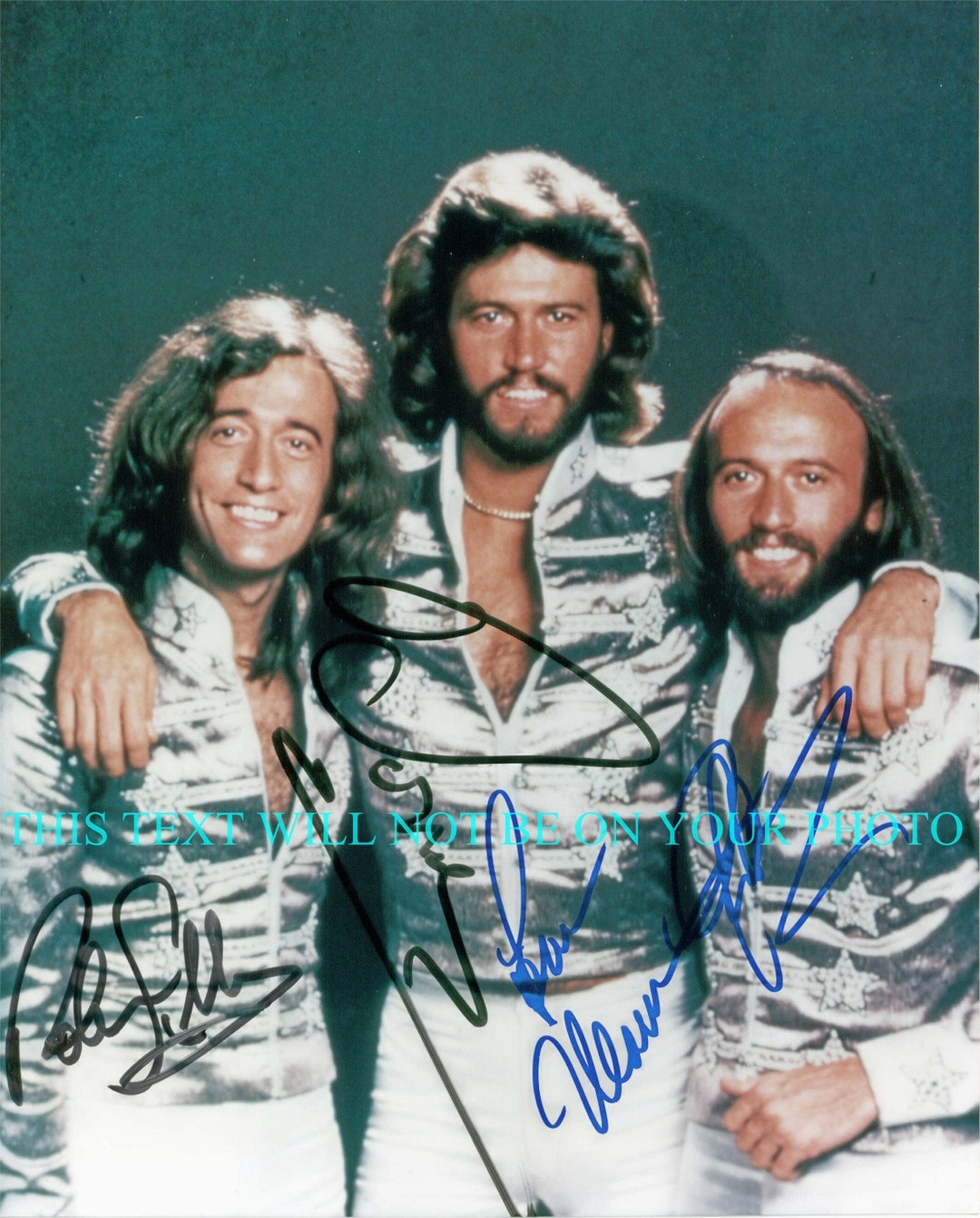 THE BEE GEES Group Band Barry, Robin and Maurice Gibb Signed Autograph Autographed 8x10 Photo ...