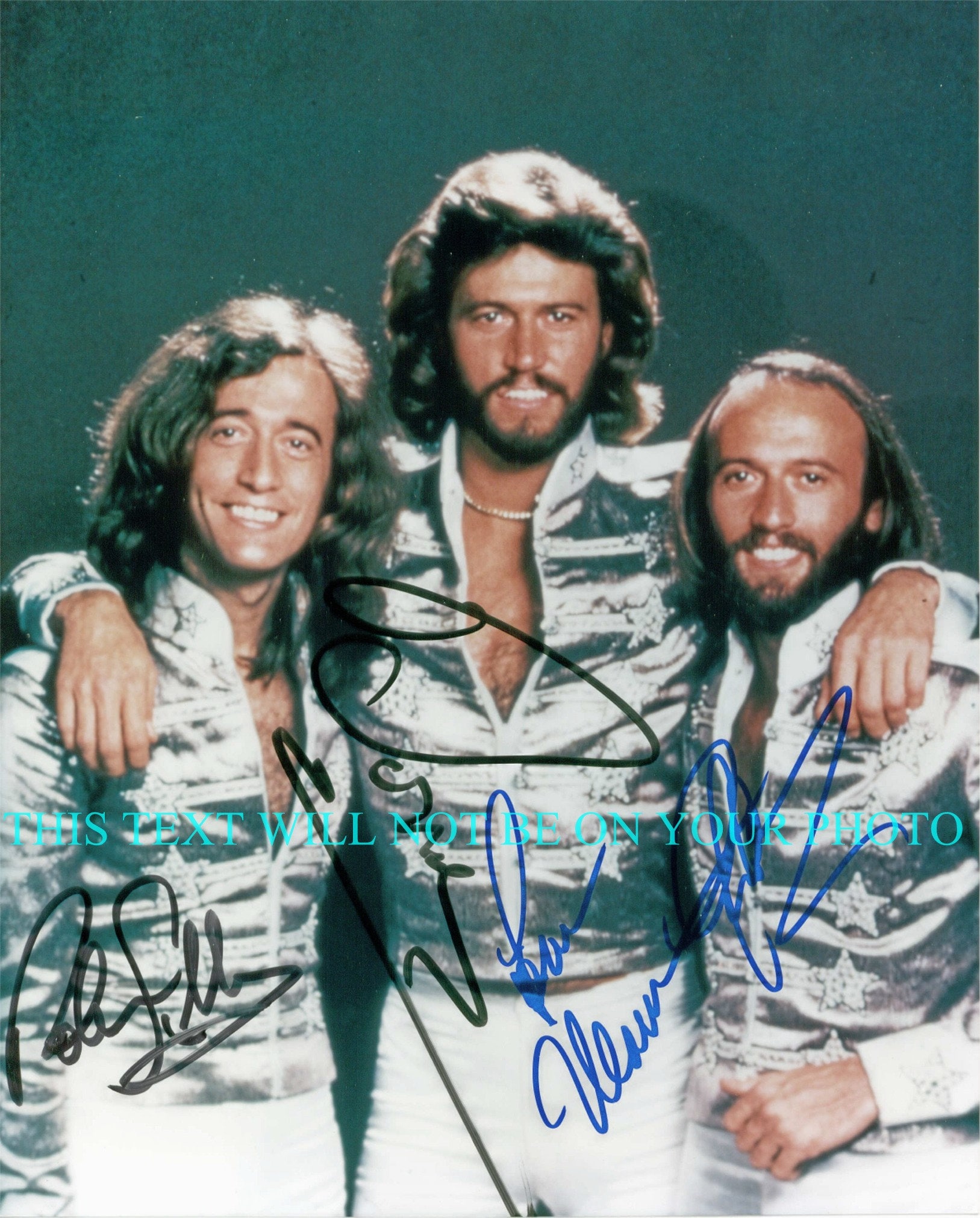 THE BEE GEES Group Band Barry, Robin and Maurice Gibb Signed Autograph ...