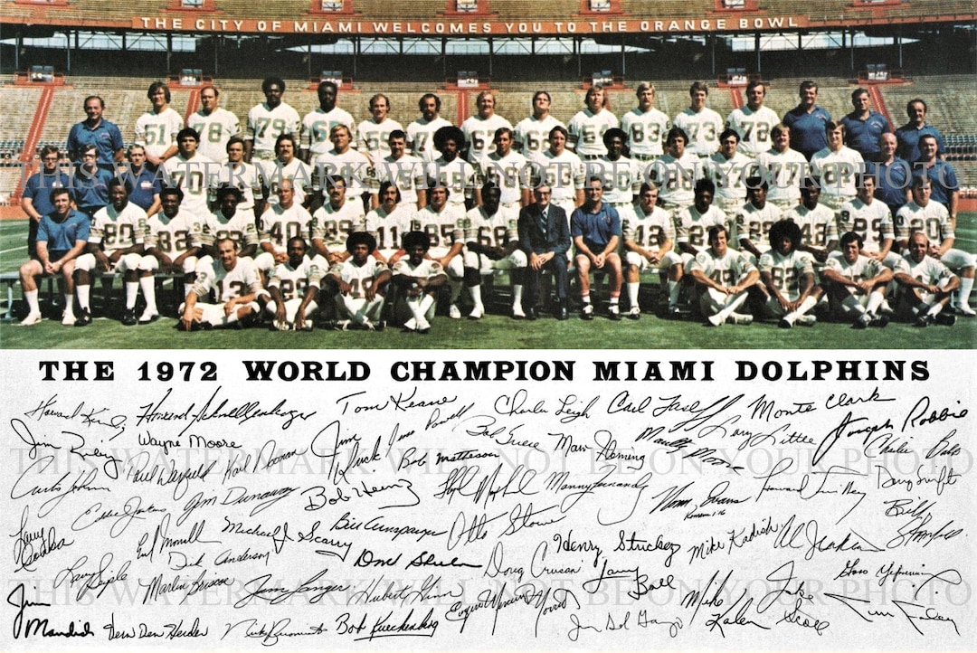 1972 MIAMI DOLPHINS Championship Team Signed Autograph Autographed 6x9 ...