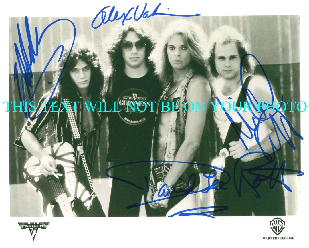 VAN HALEN Group David Lee Roth Eddie Alex and Michael Anthony Signed ...