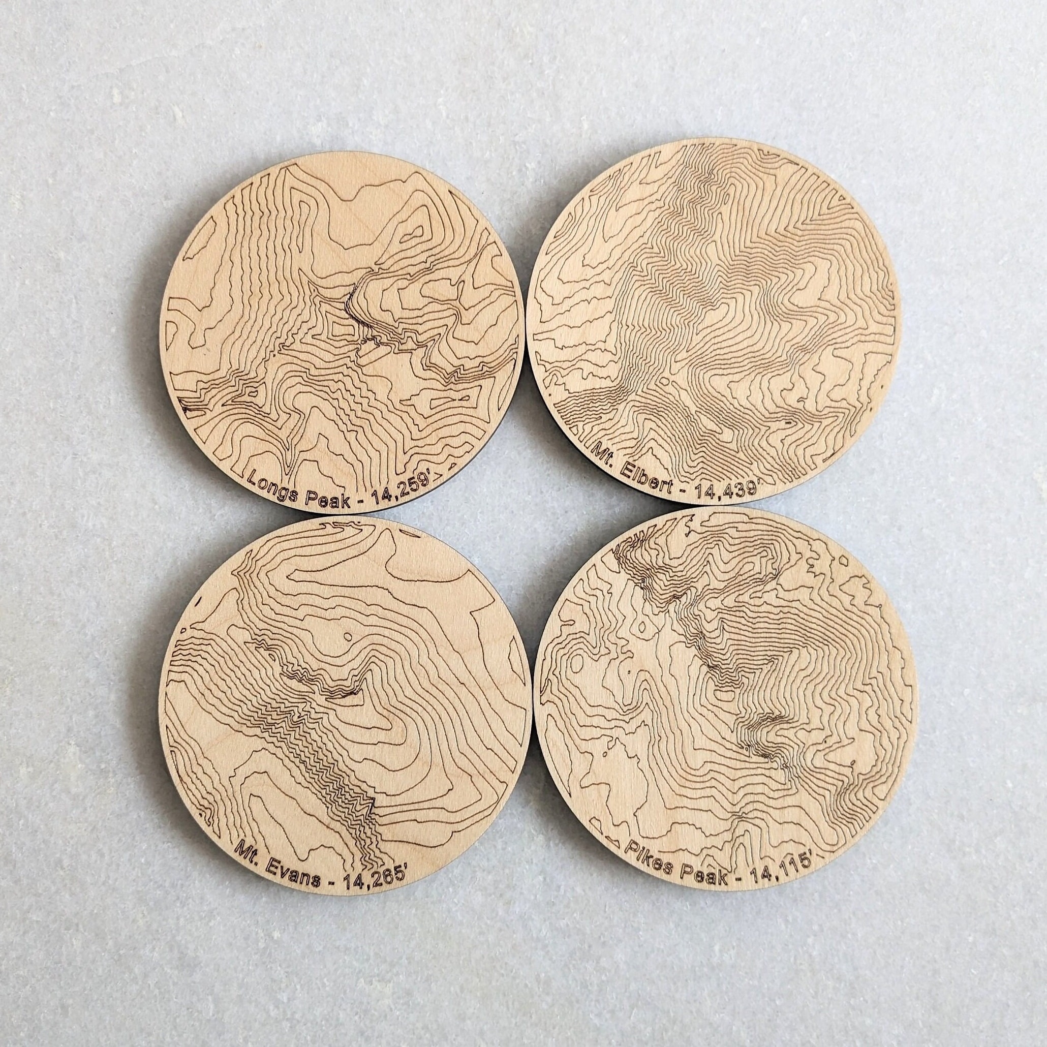 Colorado Mountains Wooden Coasters Pikes Peak Colorado Mountain Peaks ...