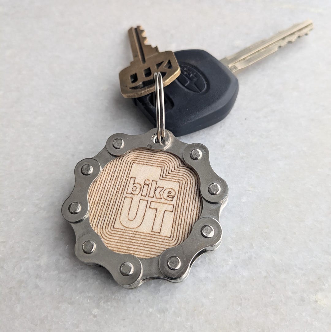 State of Utah Bike Keychain - Laser Cut UT Map With Bike Chain Design ...