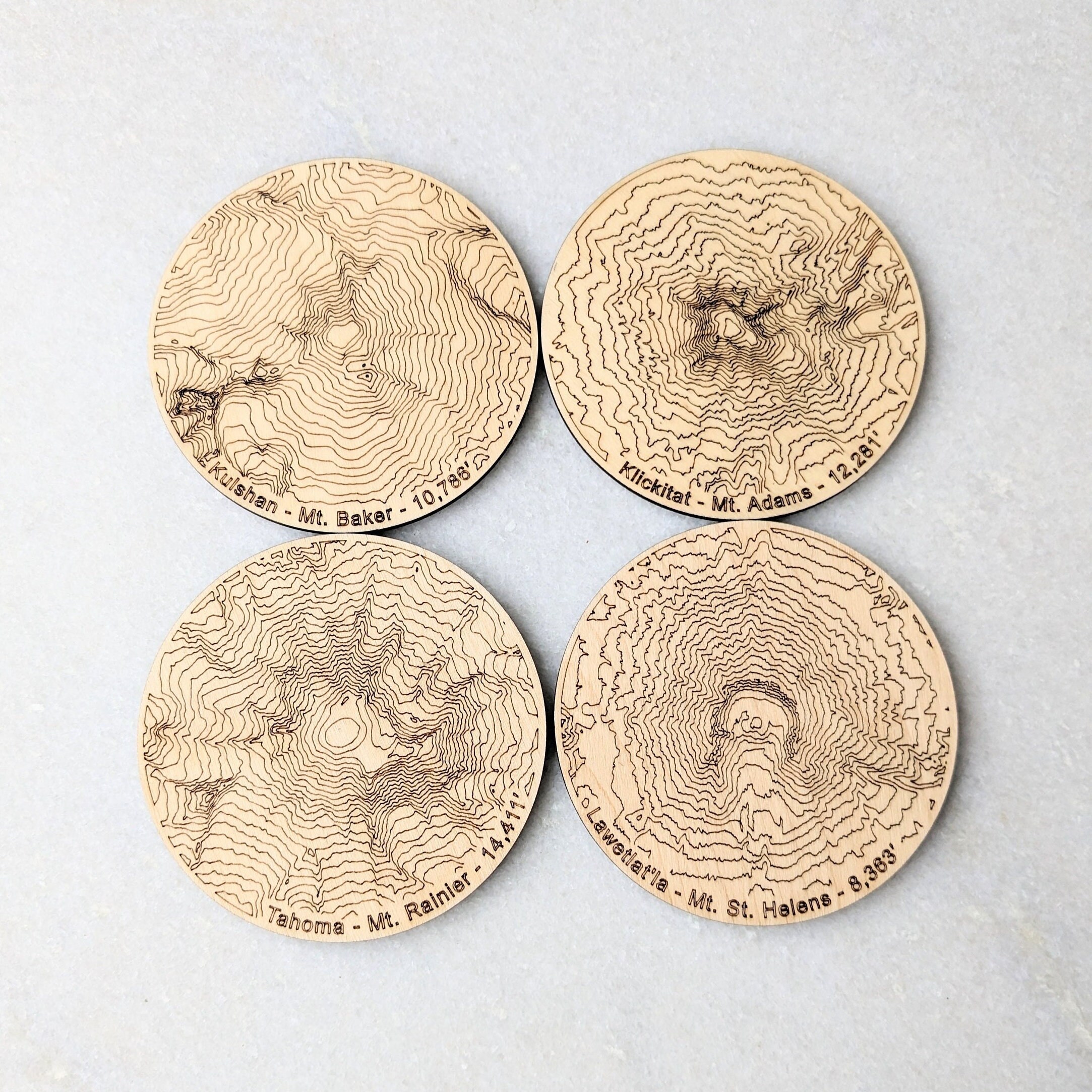 Washington Volcano Wooden Coasters Pacific Northwest Mountains ...