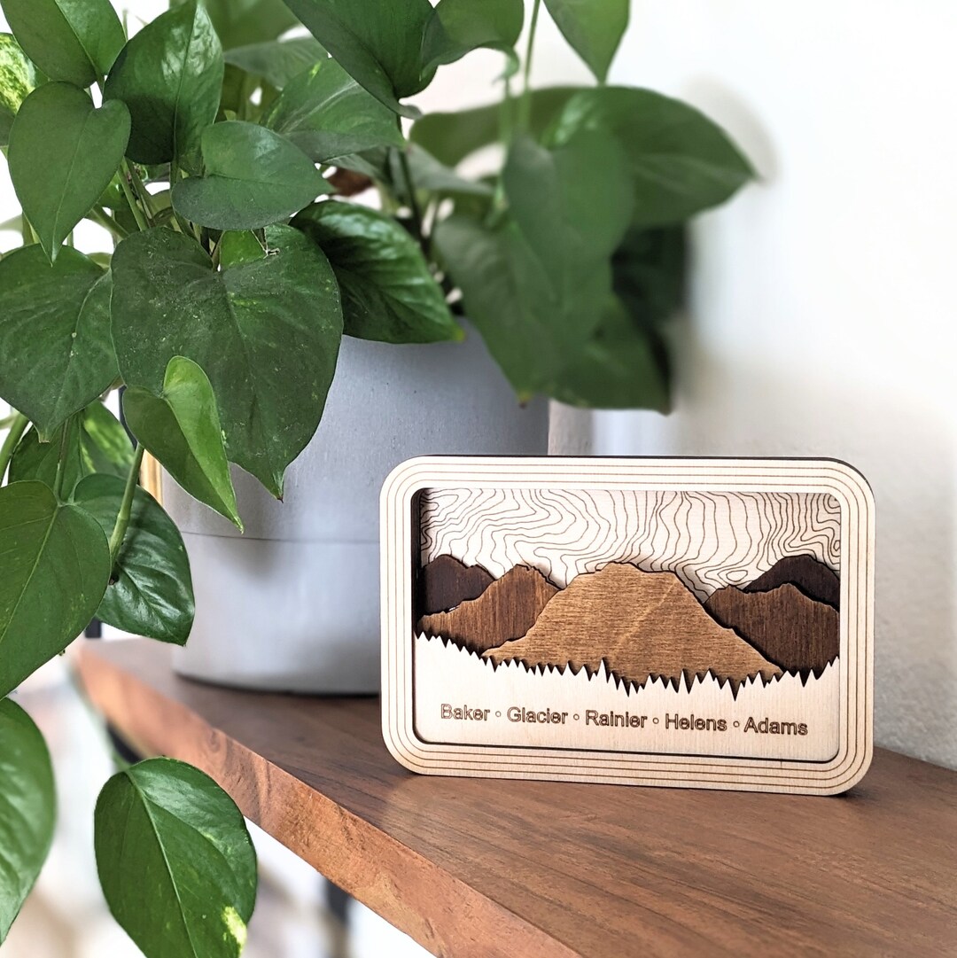 Washington Volcanoes Laser Cut Wood Art: Pacific Northwest Decor - Etsy