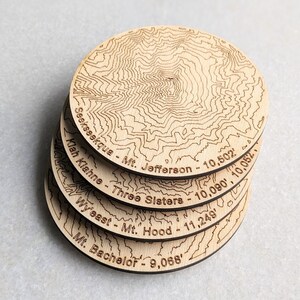Oregon Volcano Wooden Coasters - Pacific Northwest Mountains ...