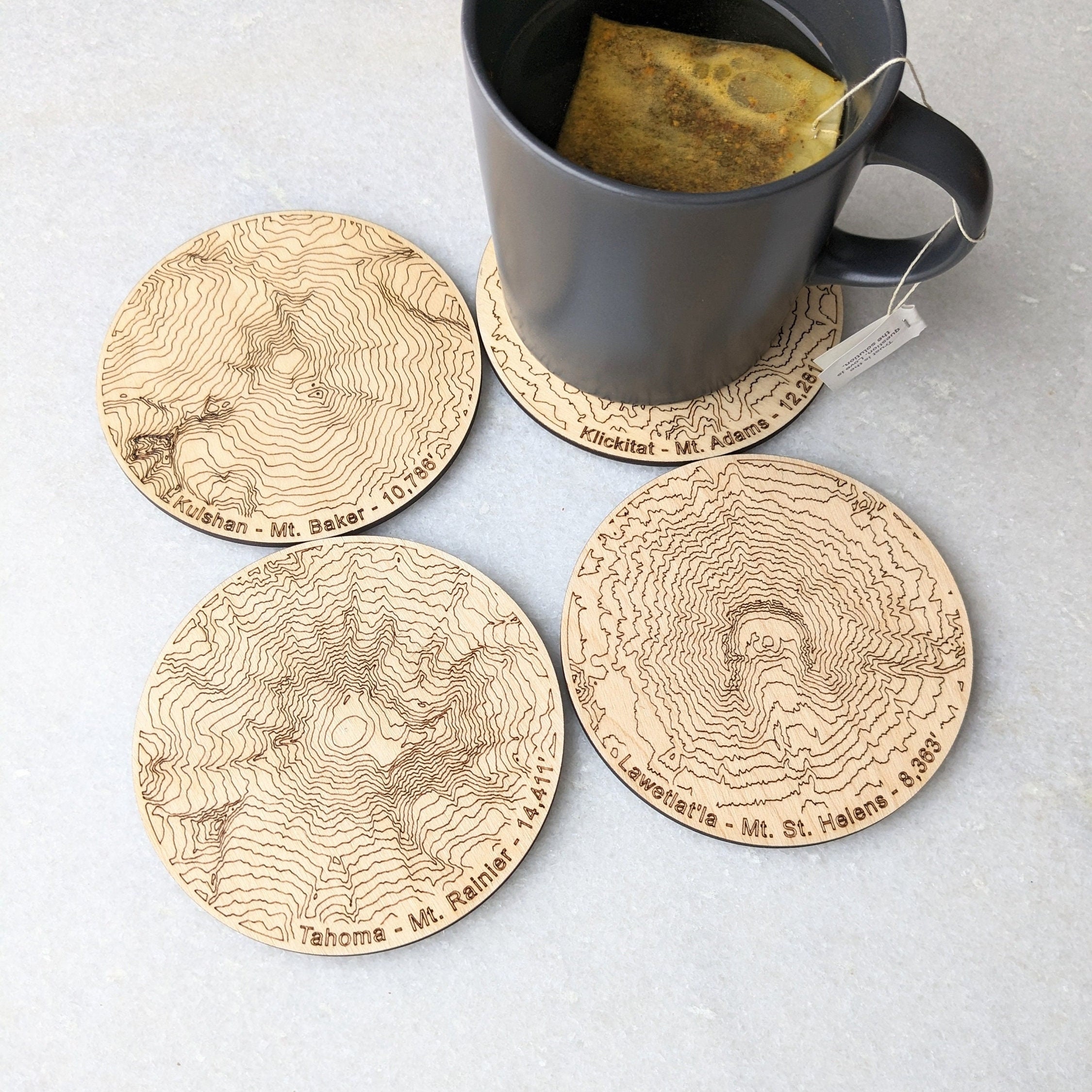 Washington Volcano Wooden Coasters Pacific Northwest Mountains ...