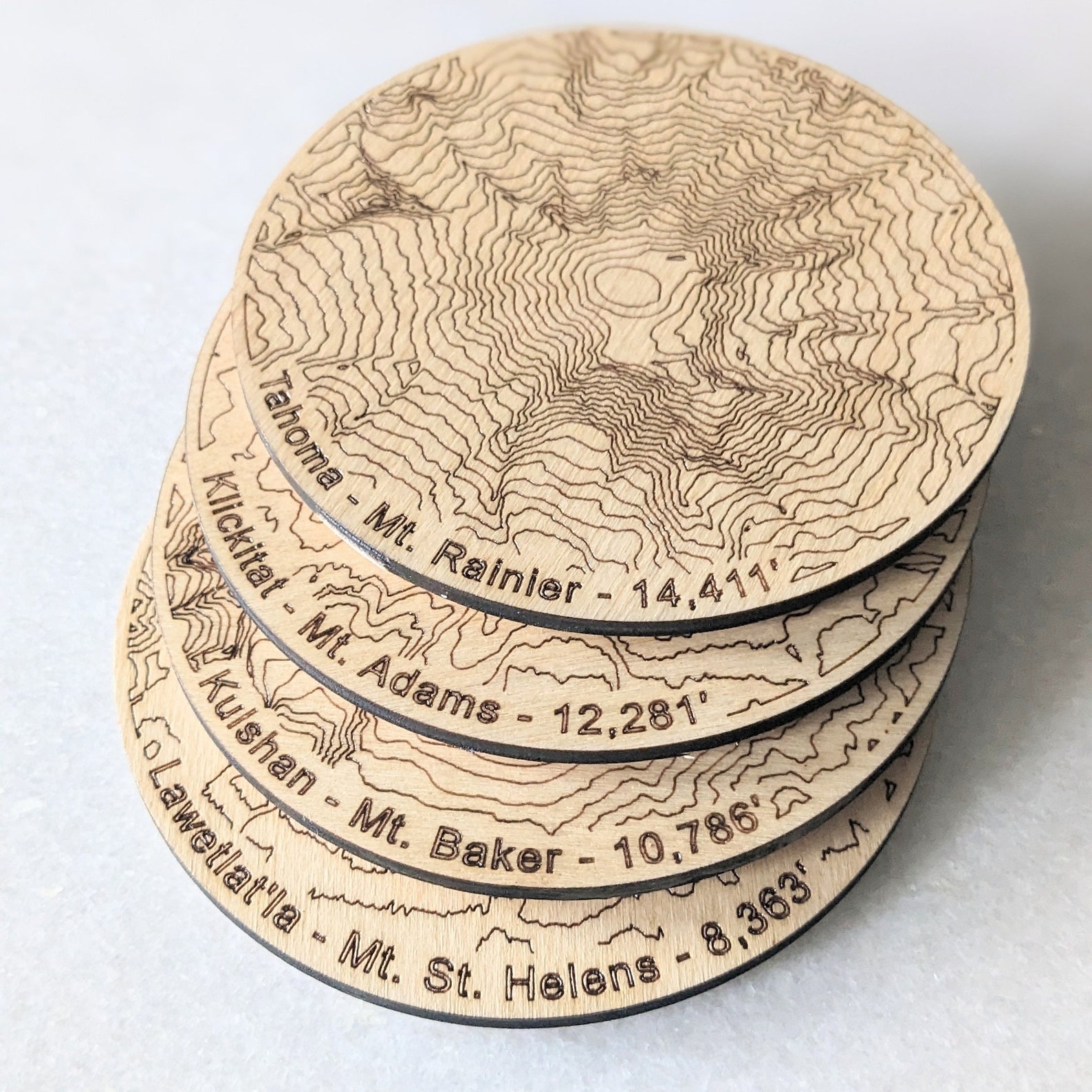 Washington Volcano Wooden Coasters Pacific Northwest Mountains ...