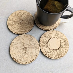Oregon Mountain Wooden Coasters - Pacific Northwest Mountains ...