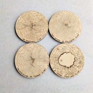 Oregon Mountain Wooden Coasters - Pacific Northwest Mountains ...
