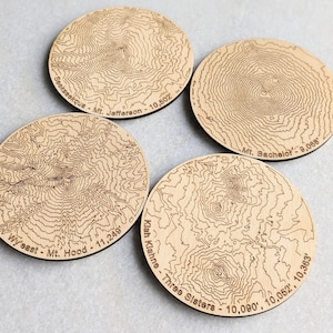 Oregon Volcano Wooden Coasters - Pacific Northwest Mountains ...