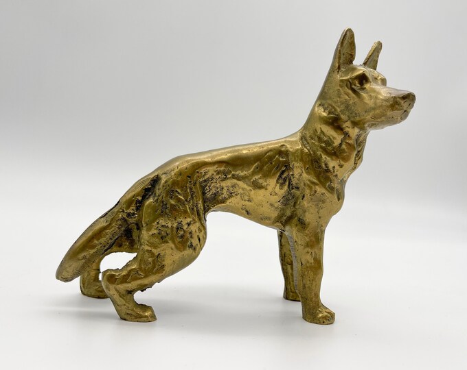 Solid Brass Vintage Dog Figurine Alsatian German Shepherd Statue ...