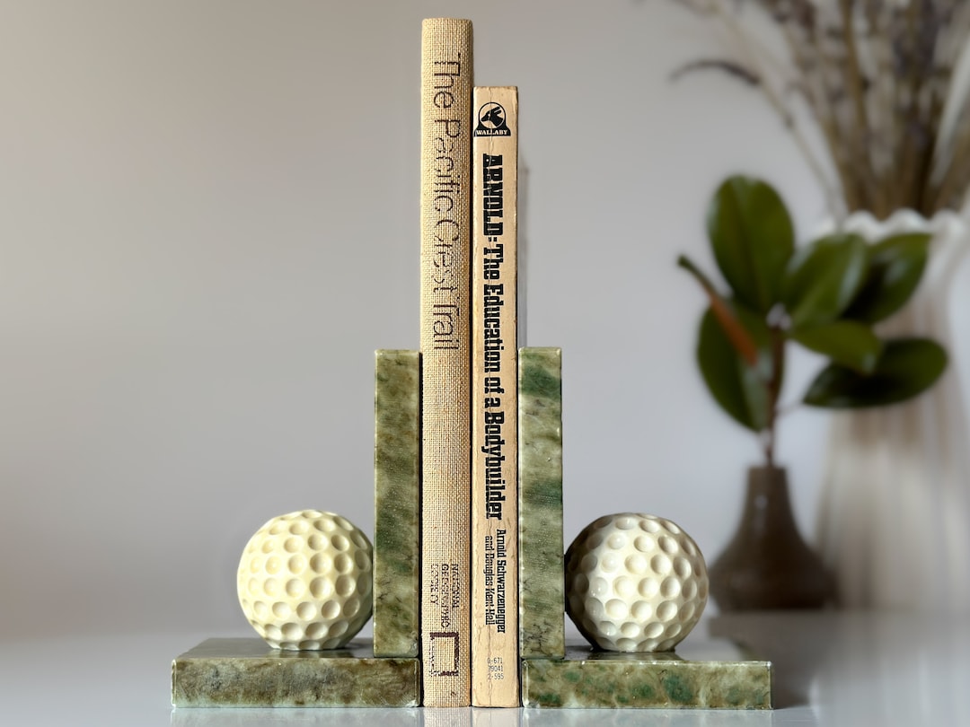 Vintage Marble Golf Bookends Mid-century Office Decor Golfer's Gift - Etsy
