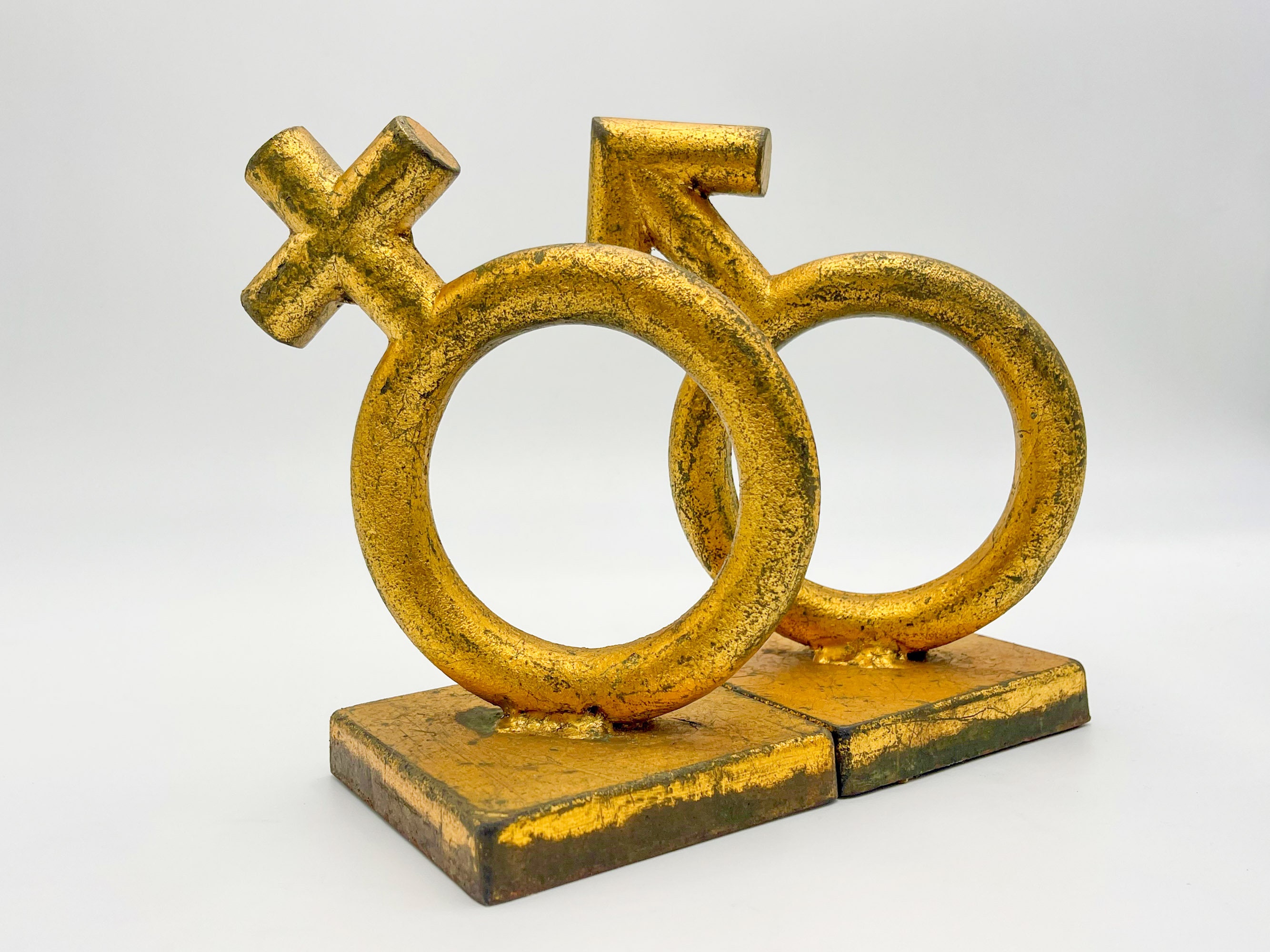 MCM Bookends Gold Gender Symbols Signed Curtis Jere Male and - Etsy