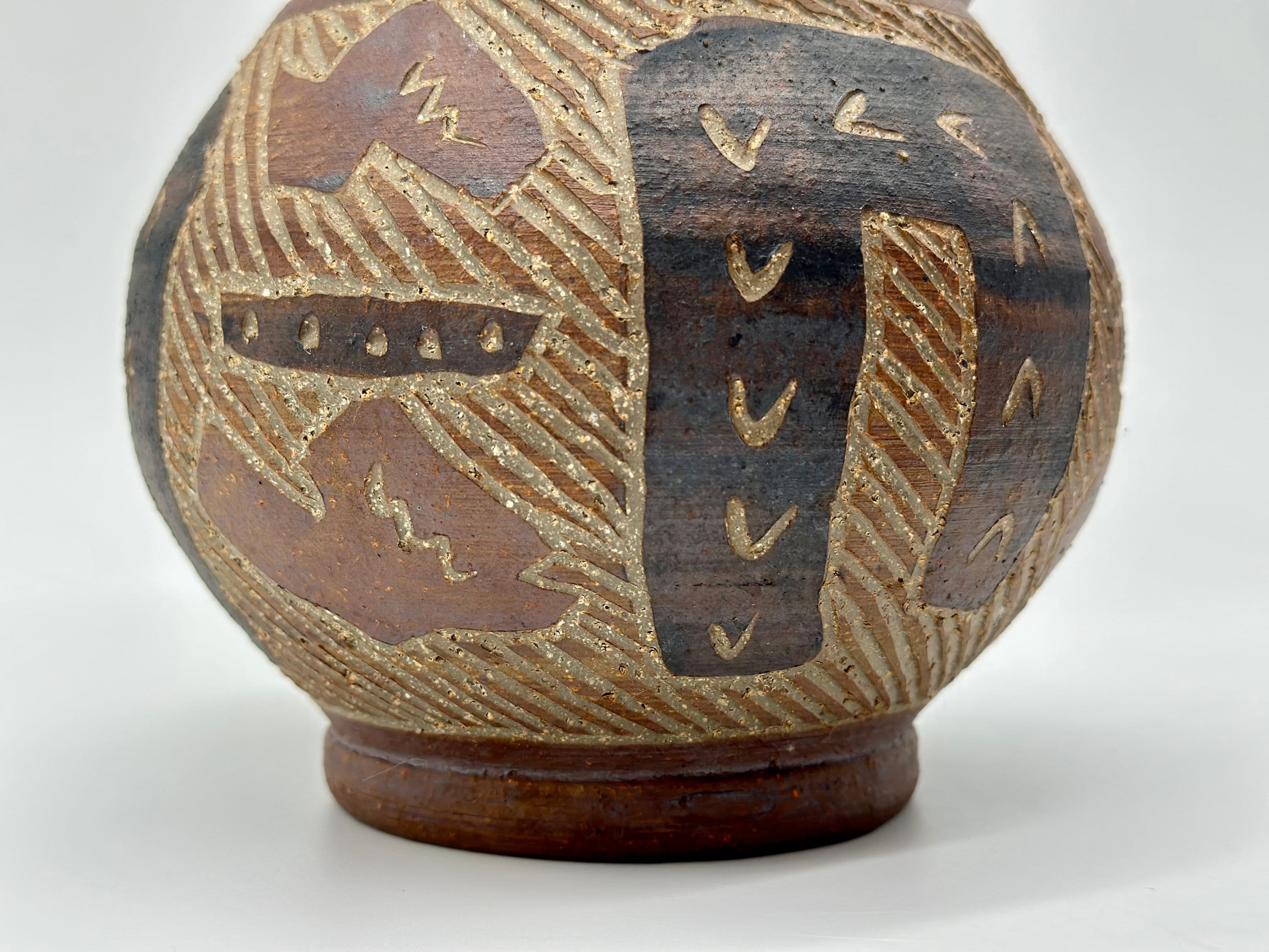 Vintage DD Tinsman Pottery Container: Signed Folk Art With Tribal ...