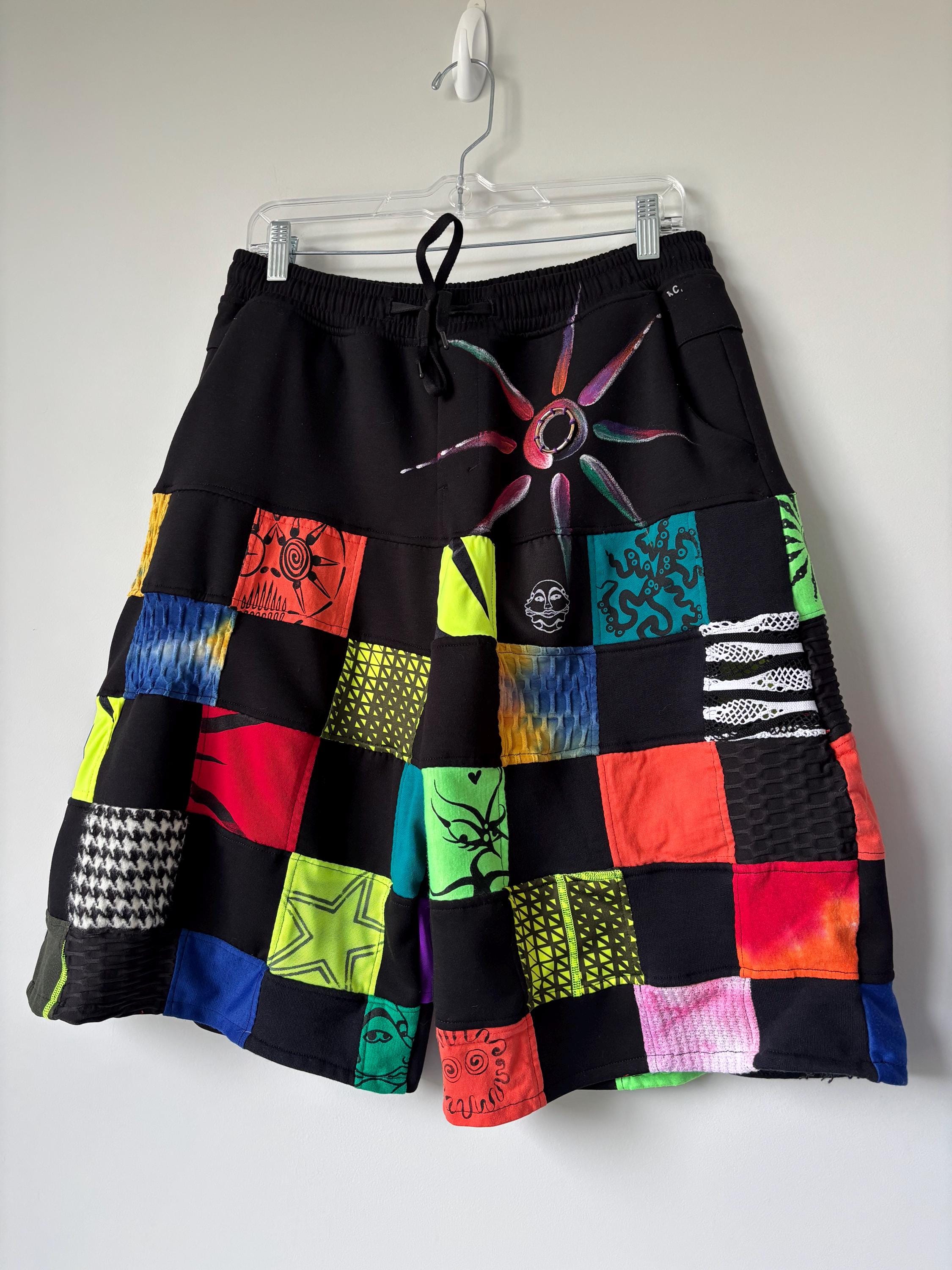 1 of 1 Rainbow Checker Patchwork Jorts - Etsy